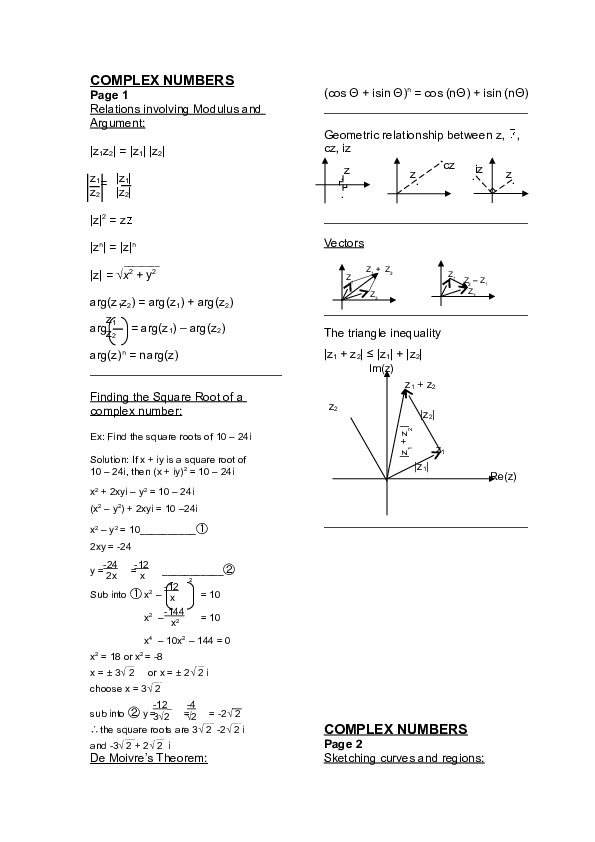 (DOC) COMPLEX NUMBERS