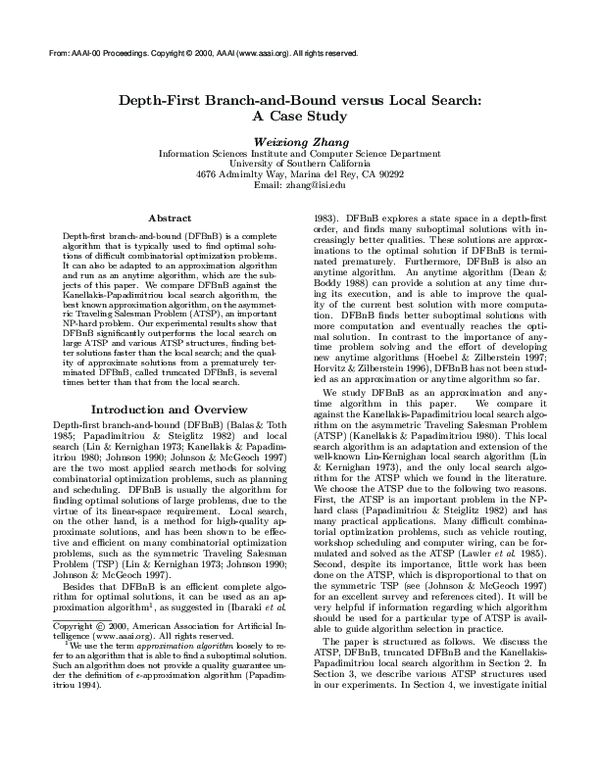 (PDF) Depth-First Branch-and-Bound versus Local Search: A Case Study