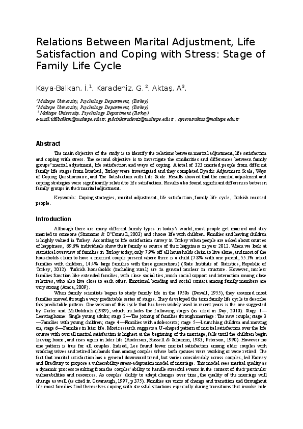 (DOC) Relations Between Marital Adjustment, Life Satisfaction and ...