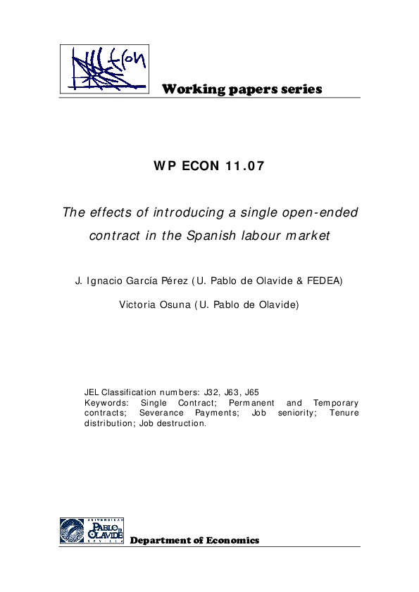 (PDF) The effects of introducing a single open-ended contract in the ...