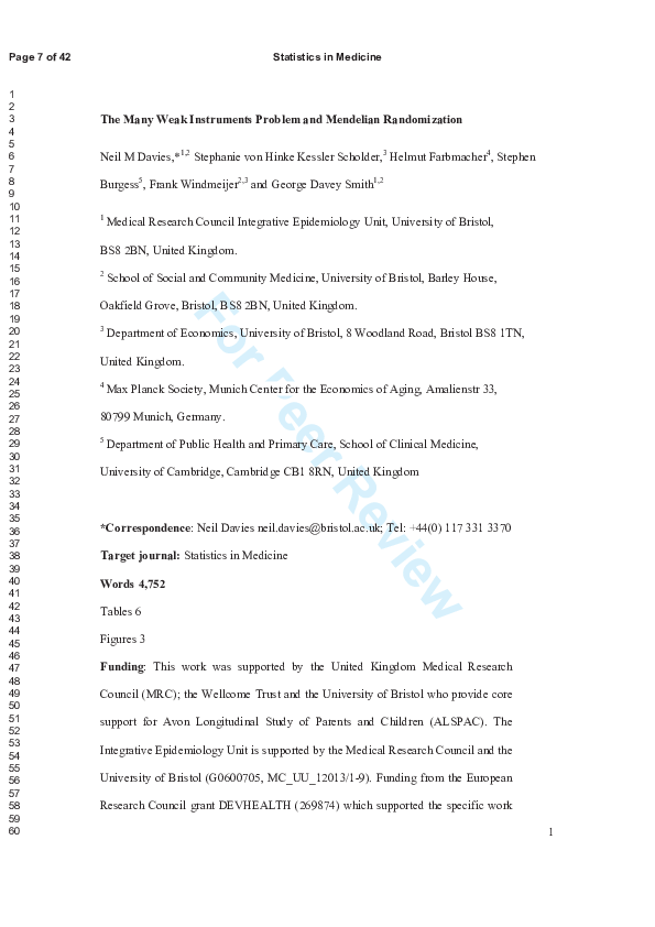 (PDF) The many weak instruments problem and Mendelian randomization