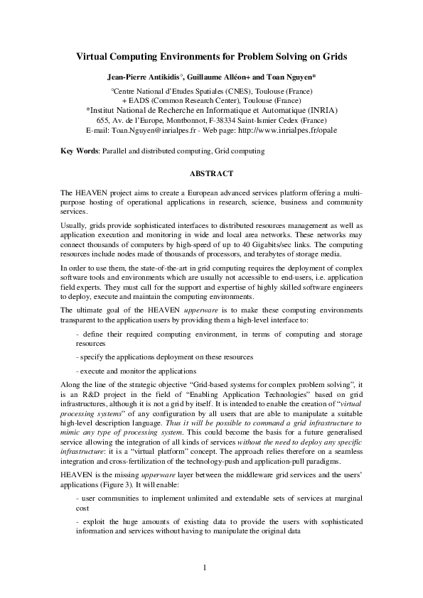 (PDF) Virtual Computing Environments for Problem Solving on Grids