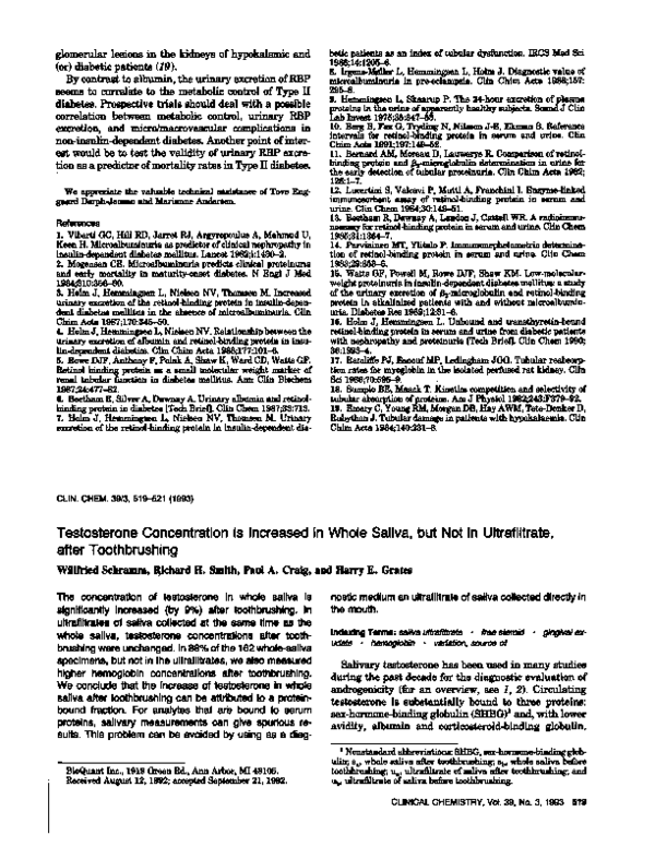 (PDF) Testosterone Concentration Is Increased in Whole Saliva, but Not ...