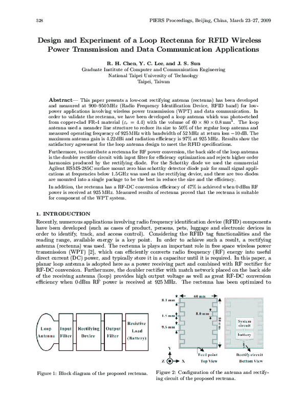 (PDF) Design and Experiment of a Loop Rectenna for RFID Wireless Power ...
