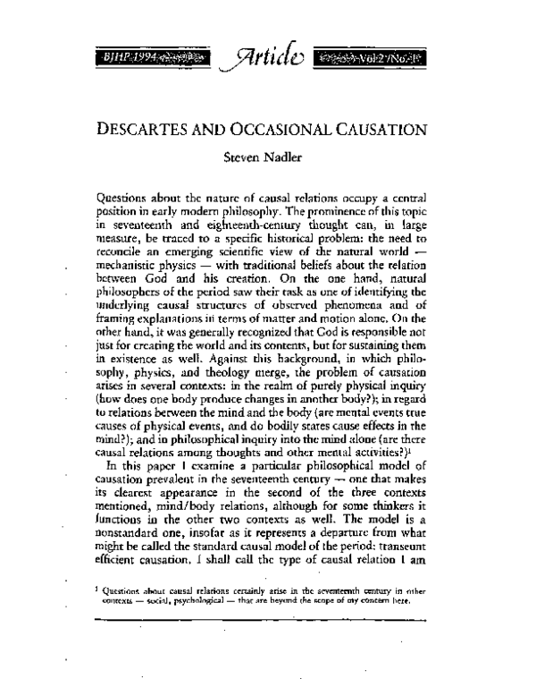 (PDF) Nadler occasionalism