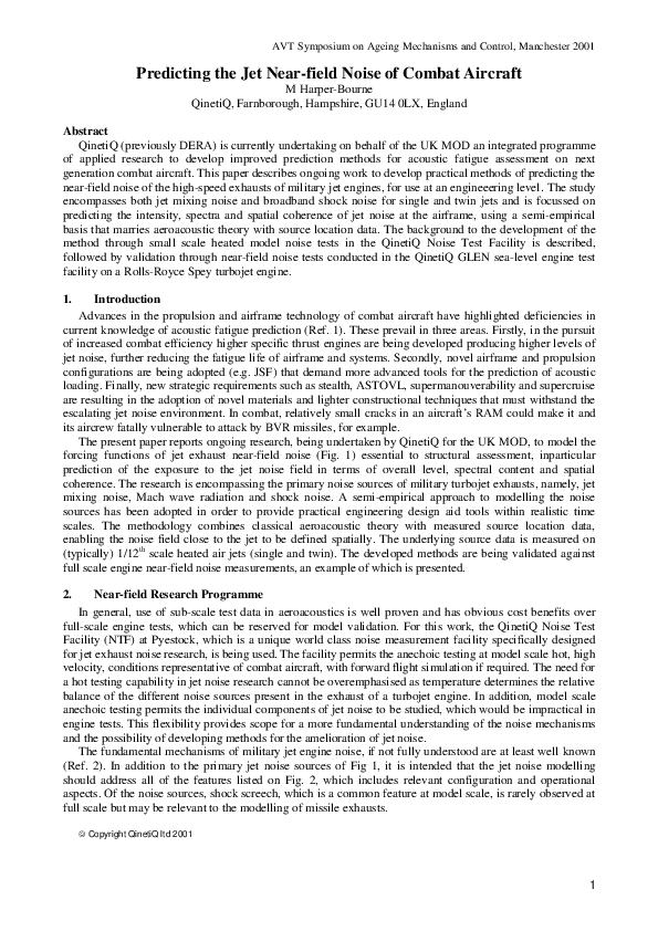 (PDF) Predicting the Jet Near-field Noise of Combat Aircraft