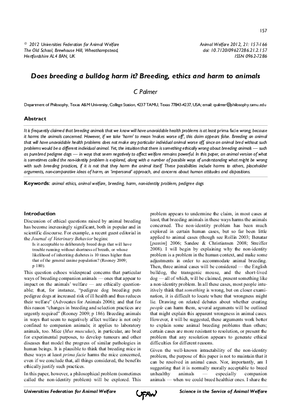 (PDF) Does breeding a bulldog harm it? Breeding, ethics and harm to ...