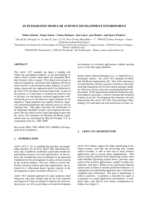 (PDF) An integrated modular avionics development environment