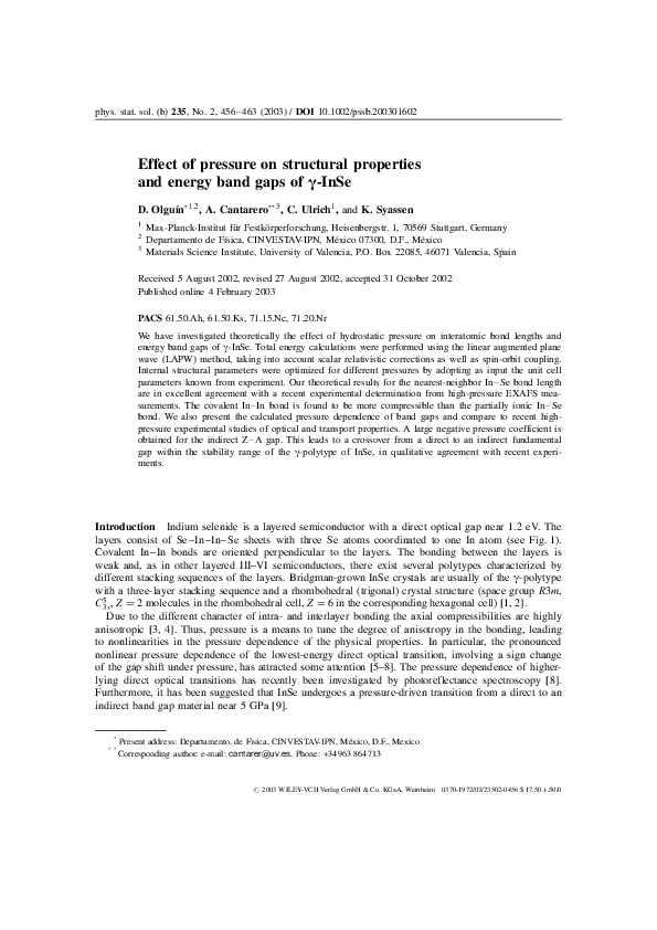 (PDF) Effect of pressure on structural properties and energy band gaps ...