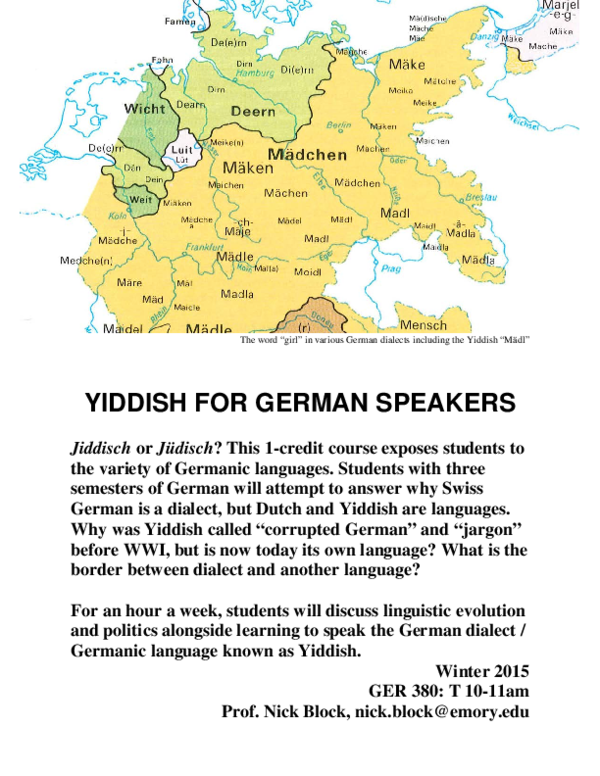 (PDF) Yiddish for German Speakers - Course Flyer