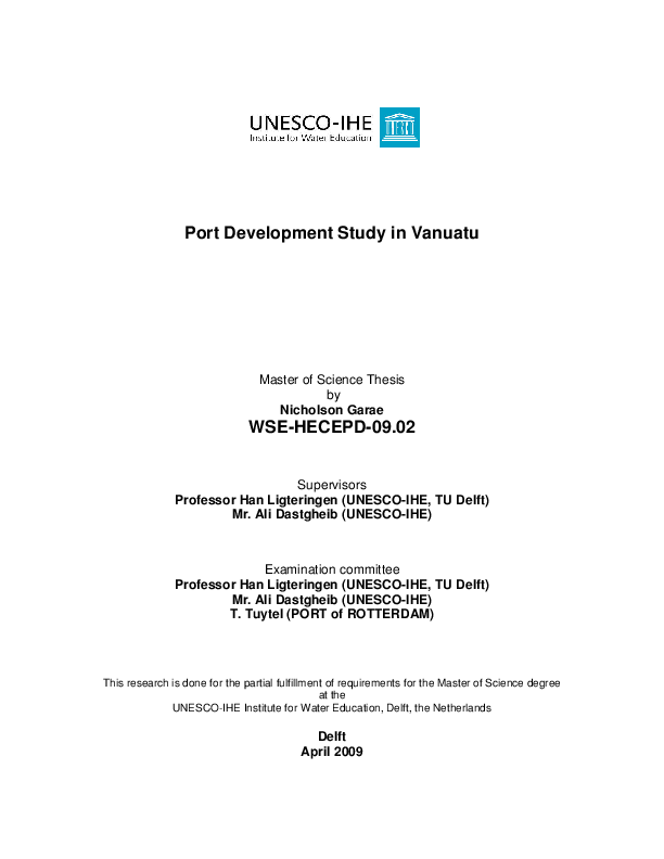 (PDF) Port Development Study in Vanuatu Master of Science Thesis