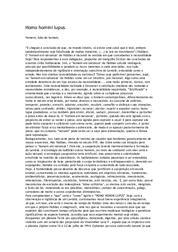 (DOC) Homo homini lupus.