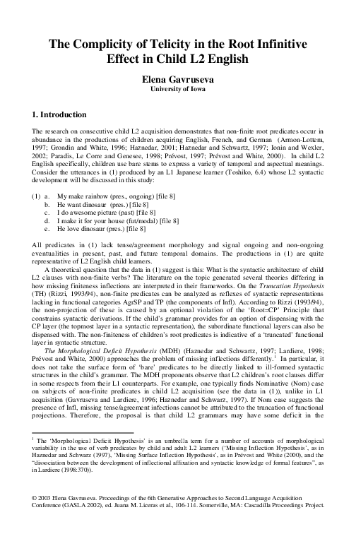 (PDF) The Complicity of Telicity in the Root Infinitive Effect in Child ...