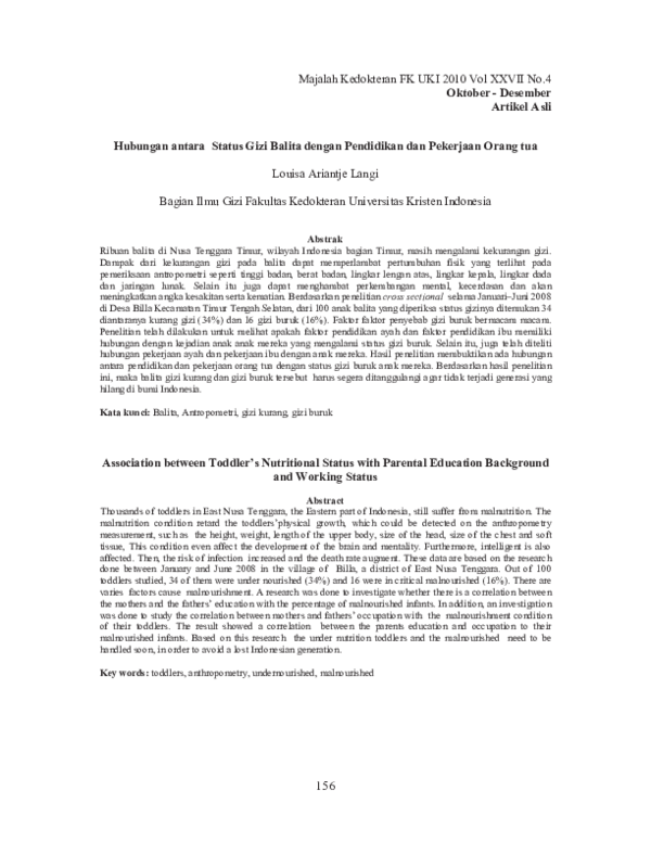 (PDF) Association between Toddler’s Nutritional Status with Parental ... (PDF) Association between Toddler’s Nutritional Status with Parental ...