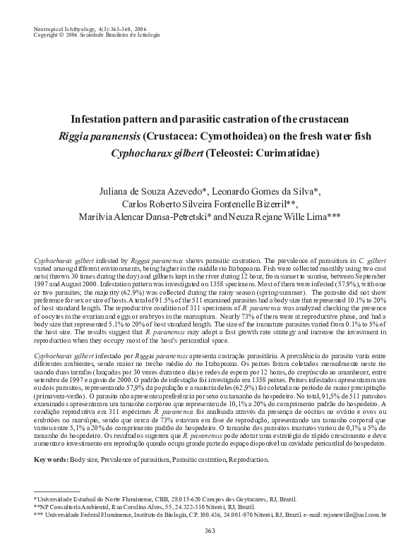 (PDF) Infestation pattern and parasitic castration of the crustacean ...