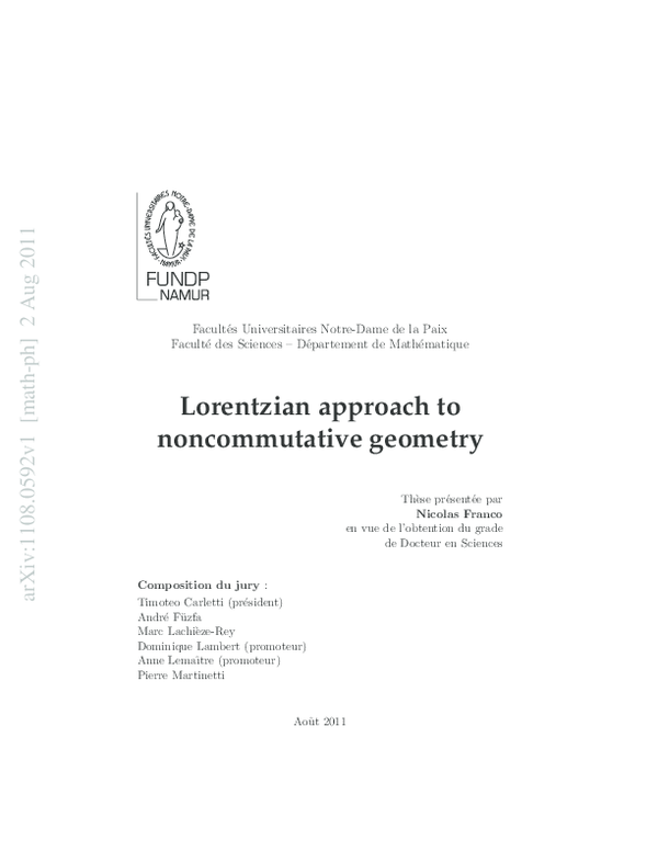 (PDF) Lorentzian Noncommutative Geometry Insights and Applications