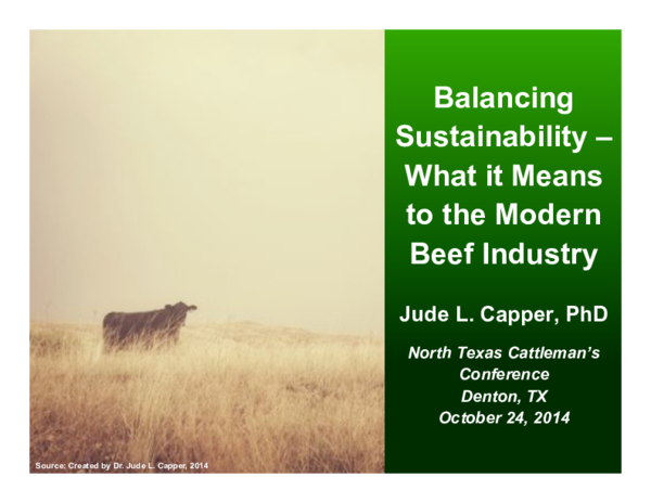 (PDF) Balancing Sustainability – What it Means to the Modern Beef Industry