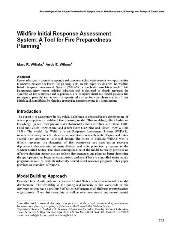 (PDF) Wildfire Initial Response Assessment System: A Tool for Fire ...