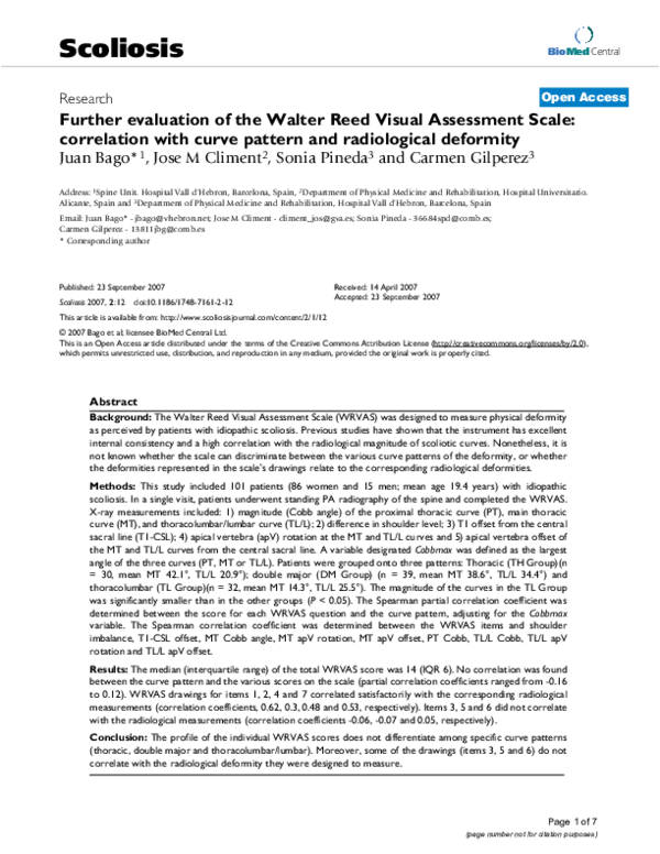 (PDF) Further evaluation of the Walter Reed Visual Assessment Scale ...