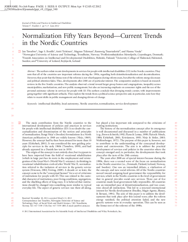 (PDF) Normalization Fifty Years Beyond—Current Trends in the Nordic Countries