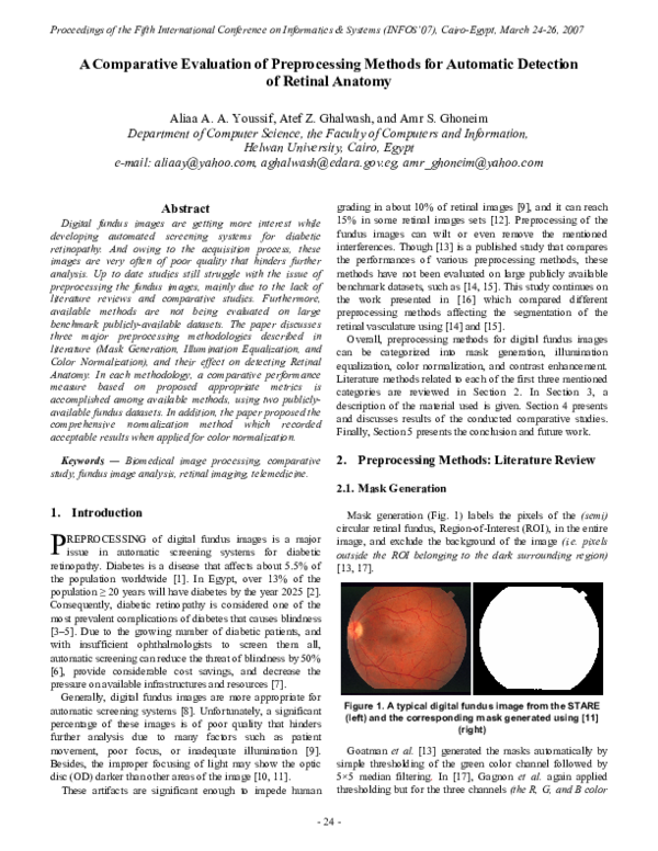 Pdf A Comparative Evaluation Of Preprocessing Methods For Automatic Detection Of Retinal