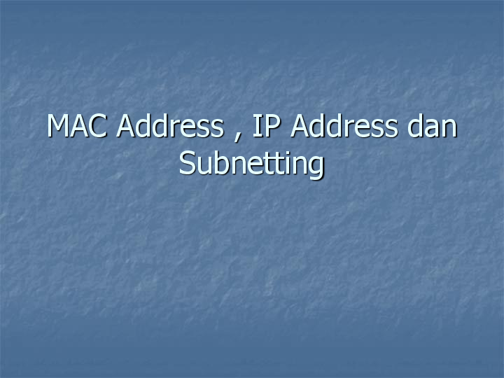 Ppt Ip Address Subnetting