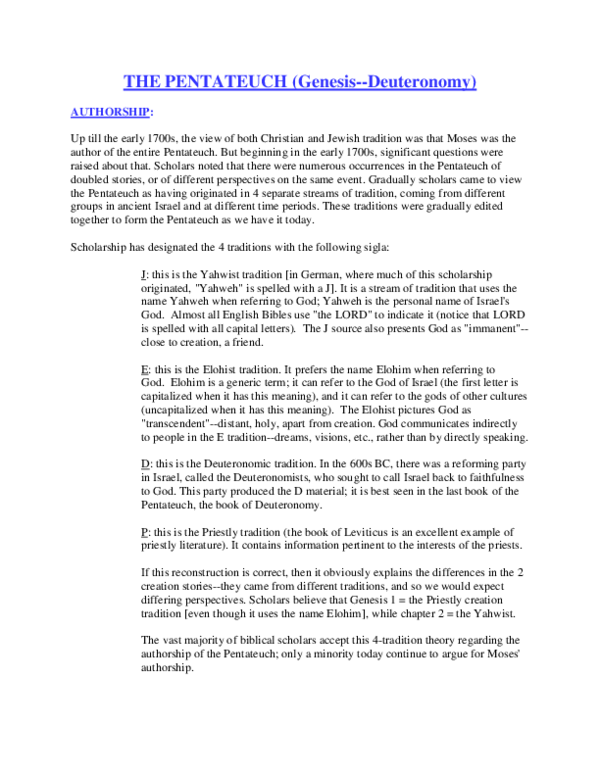 (DOC) THE PENTATEUCH