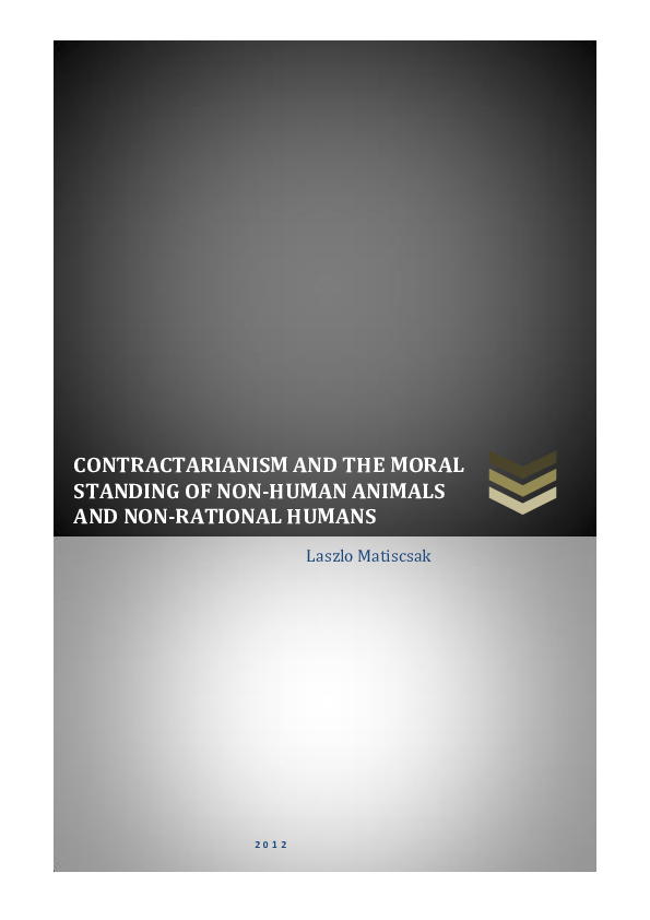 (PDF) CONTRACTARIANISM AND THE MORAL STANDING OF NON-HUMAN ANIMALS AND ...