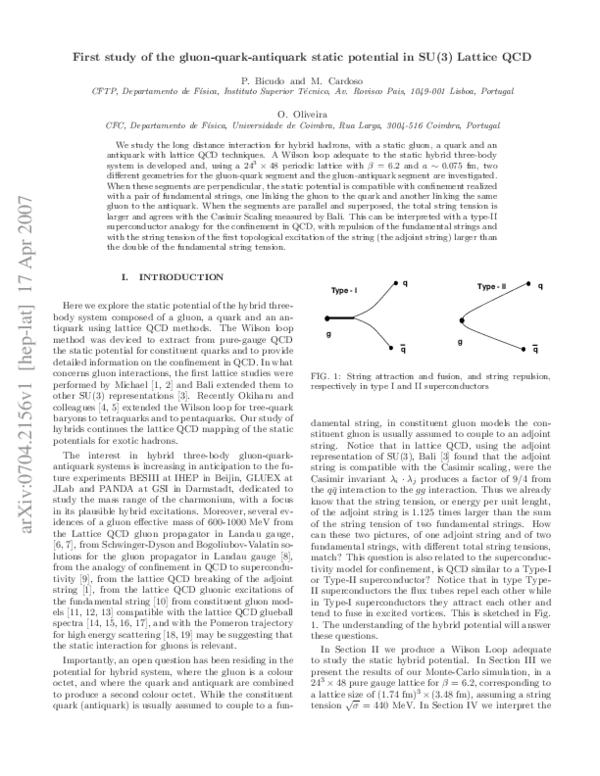 (PDF) Study of the gluon-quark-antiquark static potential in SU(3) lattice QCD | marcos cardoso ...