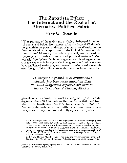 (PDF) The Zapatista Effect: The Internet and the Rise of An Alternative ...