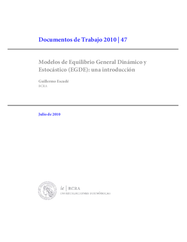 Pdf Dynamic And Stochastic General Equilibrium Dsge Models An
