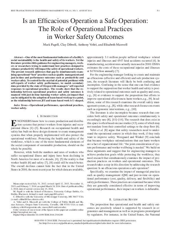 (PDF) Is an Efficacious Operation a Safe Operation: The Role of ...