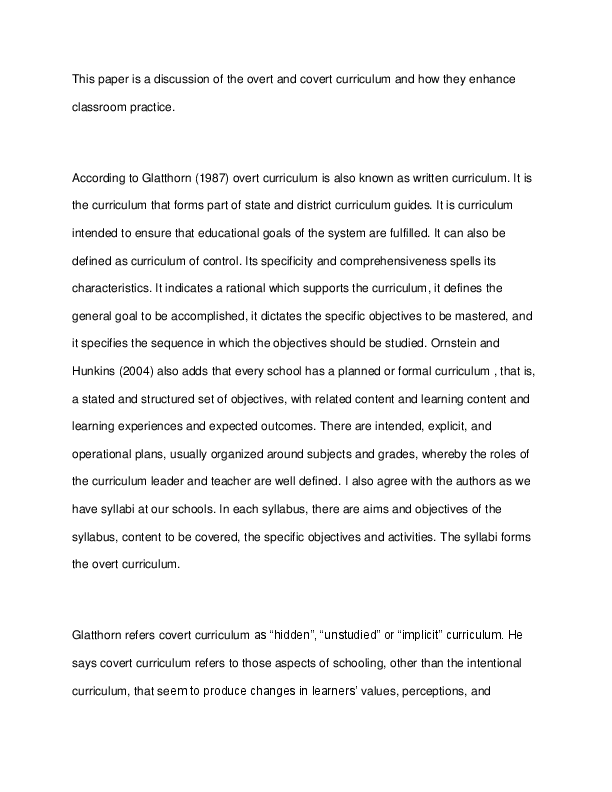 (DOC) overt and covert curriculum