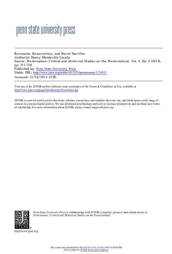 (PDF) Revenants, Resurrection, and Burnt Sacrifice | Nancy Mandeville ...