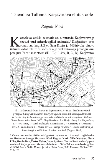 Nurk, Ragnar (2014). Täiendusi Tallinna Karjavärava ehitusloole. Pullat ...