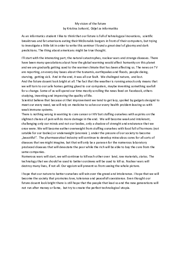 (DOC) My vision of the future