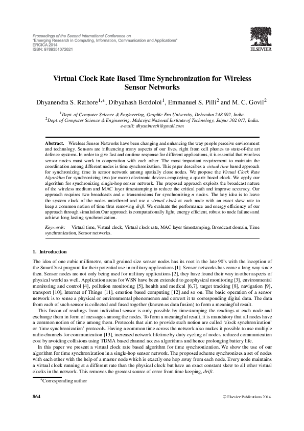 Pdf Virtual Clock Rate Based Time Synchronization For Wireless Sensor