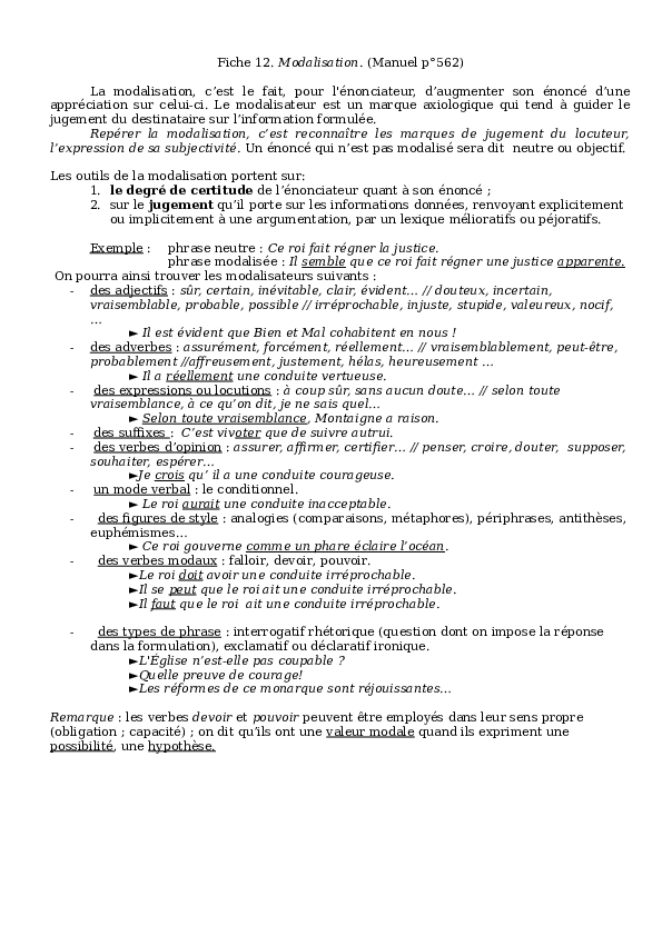 (DOC) La modalisation