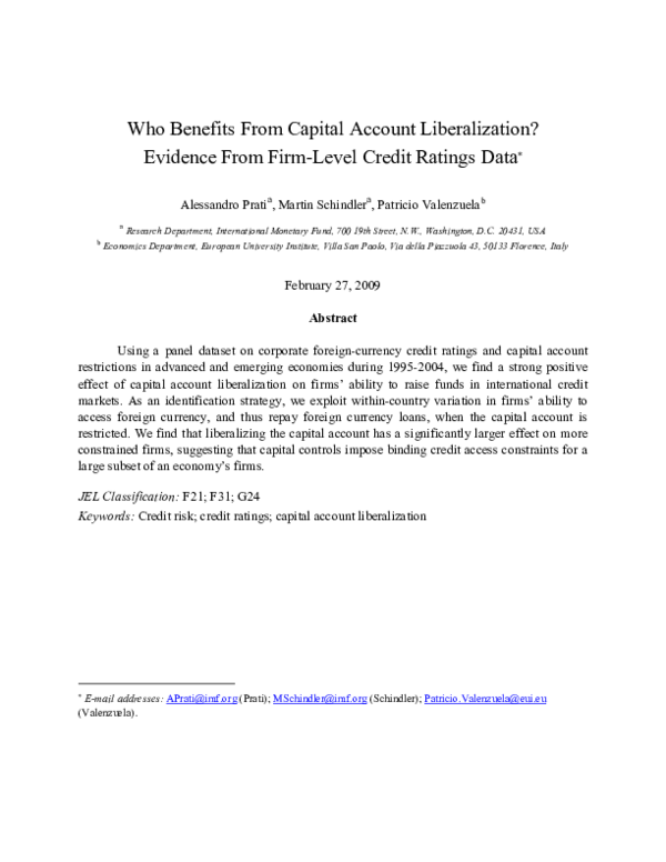 (PDF) Who Benefits from Capital Account Liberalization? Evidence from ...