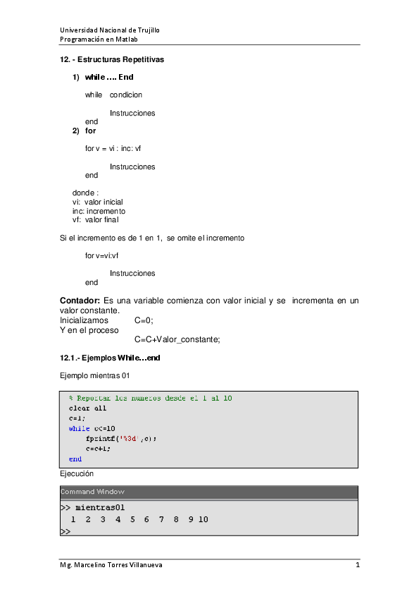 (PDF) Universidad Nacional de Trujillo Programación en Matlab