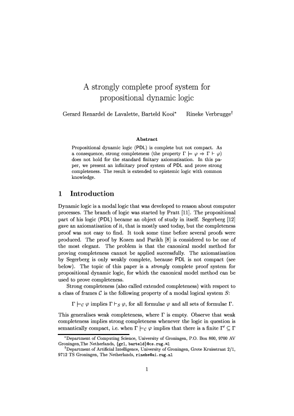 Pdf A Strongly Complete Proof System For Propositional Dynamic Logic