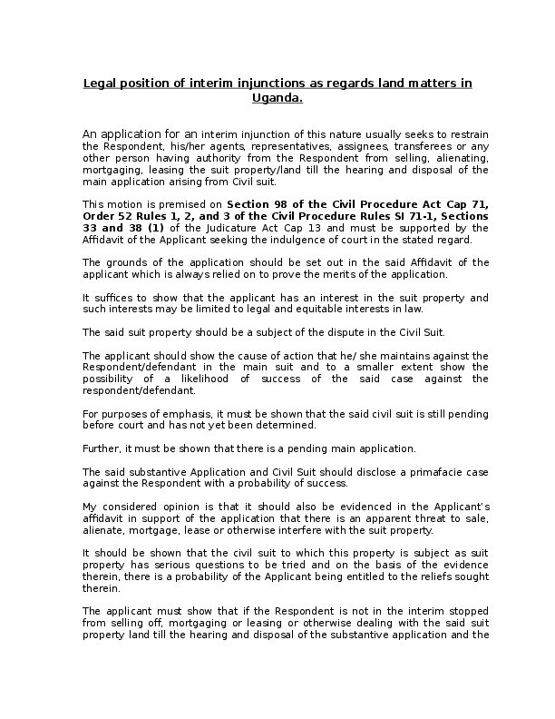 (DOC) Legal position of the role of interim injunctions as regards land ...