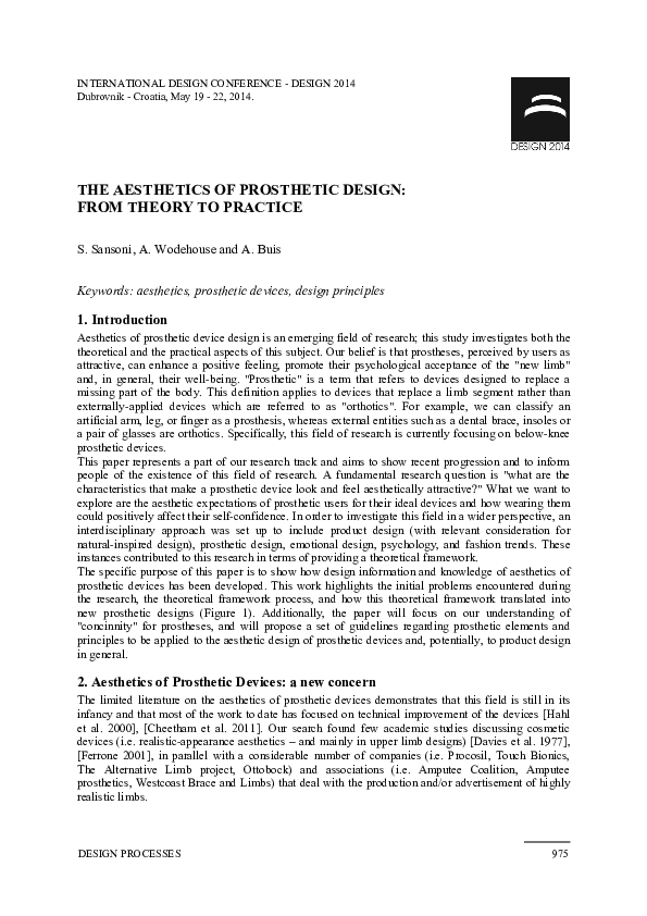 (PDF) The Aesthetics Of Prosthetic Design: From Theory To Practice