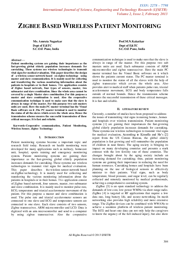 (PDF) ZIGBEE BASED WIRELESS PATIENT MONITORING