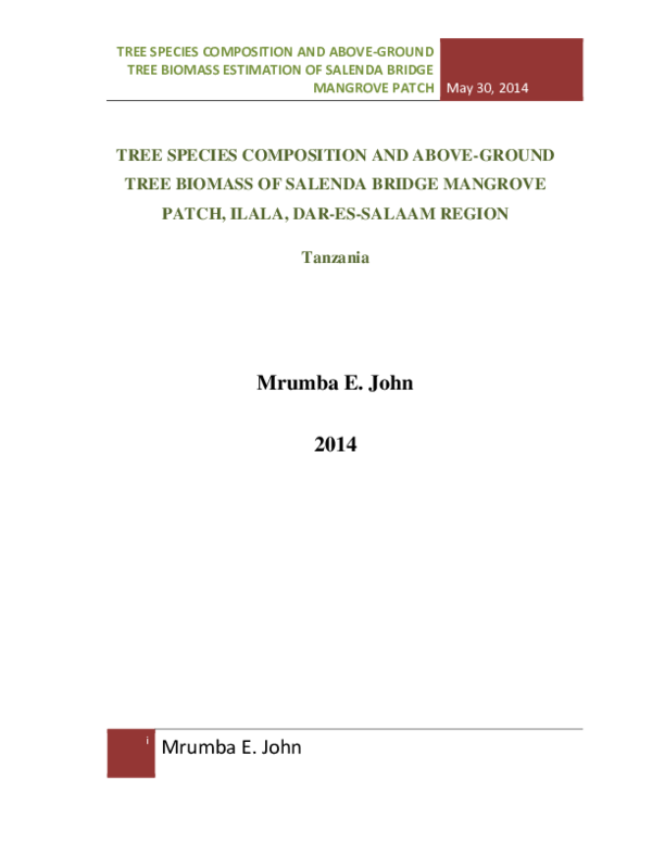 (PDF) TREE SPECIES COMPOSITION AND ABOVE-GROUND TREE BIOMASS OF SALENDA ...