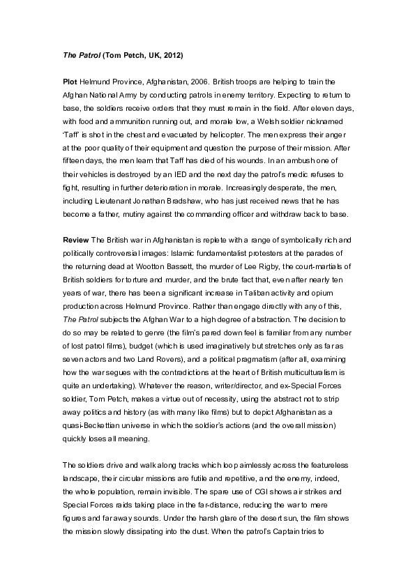 The Patrol (Tom Petch, UK, 2012)