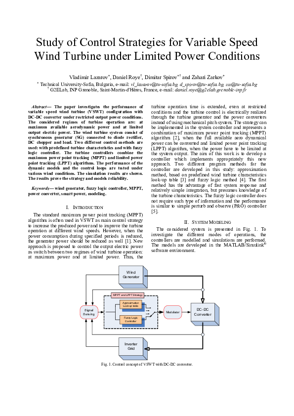 (PDF) Study of control strategies for variable speed wind turbine under limited power conditions