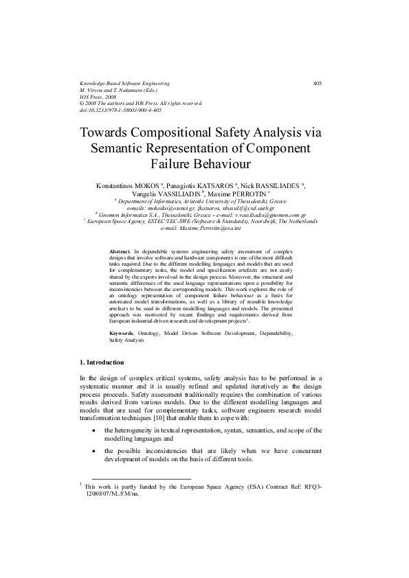 (PDF) Towards compositional safety analysis via semantic representation of component failure ...