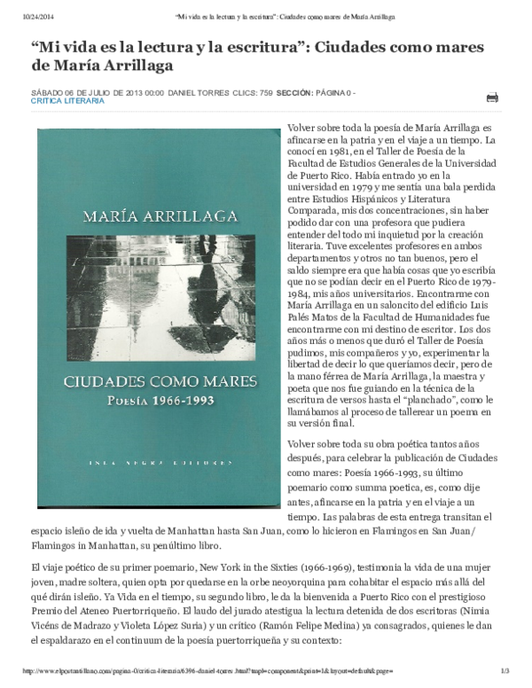 (PDF) “'Mi vida es la escritura y la lectura': Ciudades como mares de ...