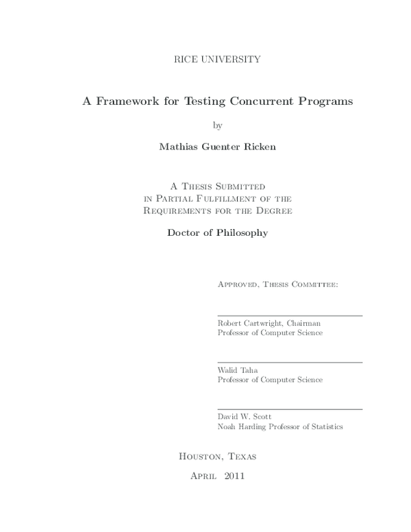 Pdf A Framework For Testing Concurrent Programs Mathias Ricken 1016